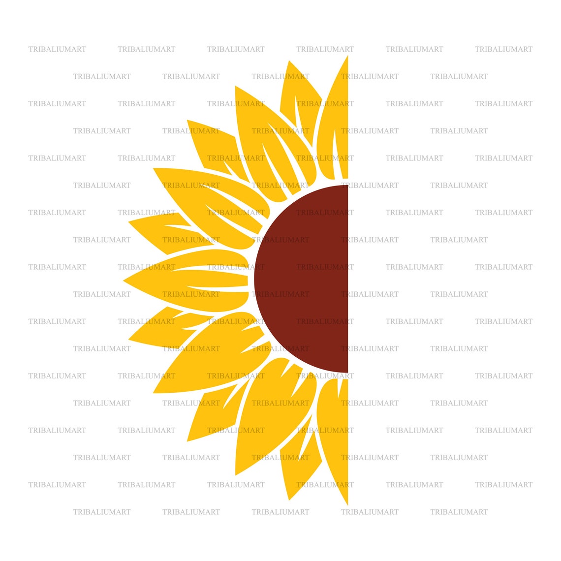 Half Sunflower. Cut Files for Cricut. Clip Art Silhouette (eps, Svg ...