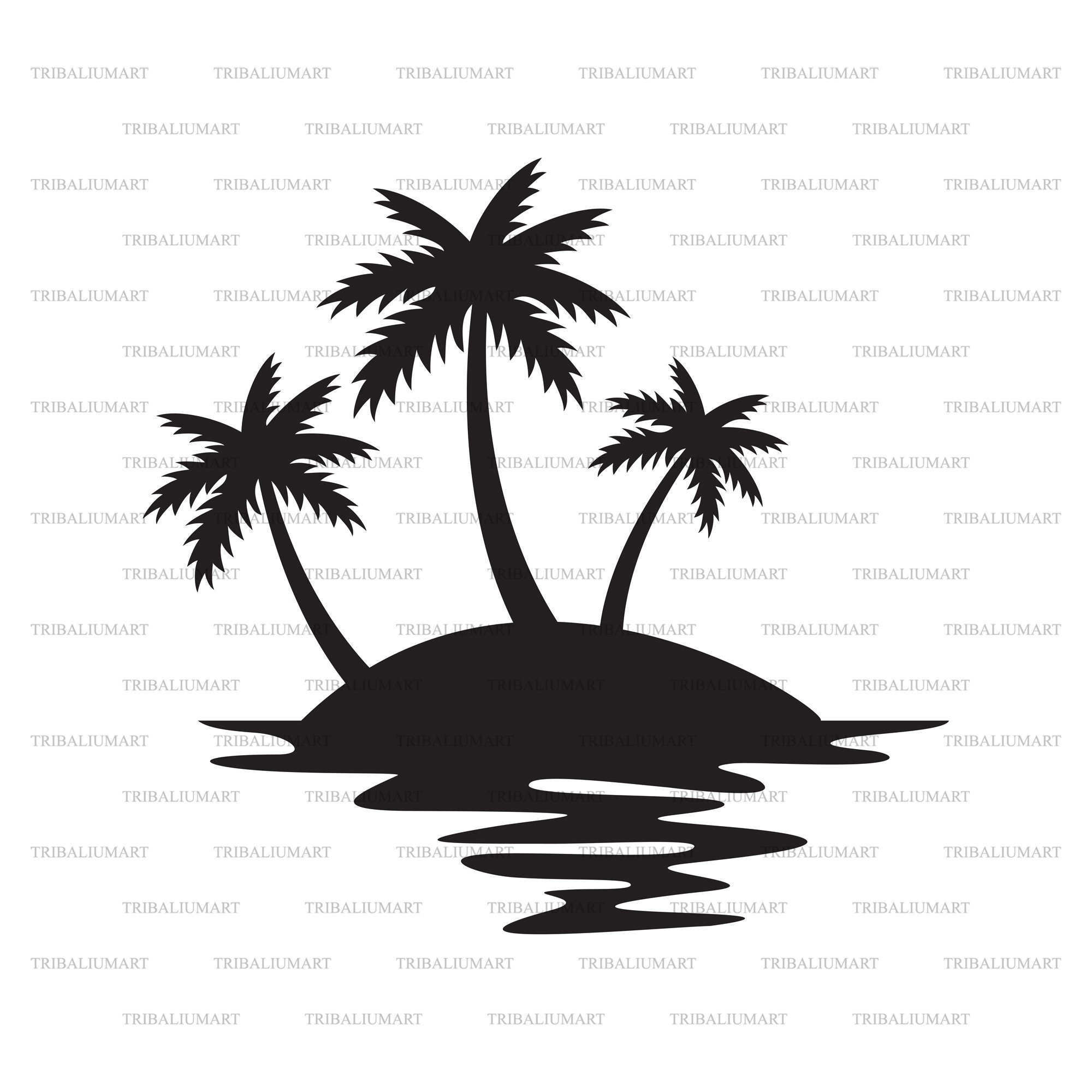 Tropical Island With Palm Trees Summer Design Beach Etsy
