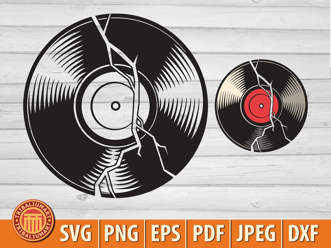 Broken or Cracked Vinyl Record. Cut Files for Cricut. Clip Art ...