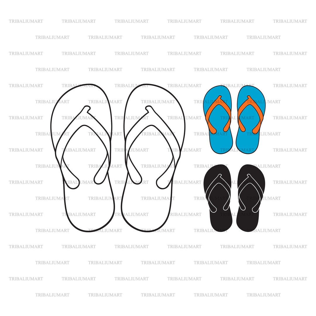 Flip Flops. Cut Files for Cricut. Clip Art (eps, Svg, Pdf, Png, Dxf ...