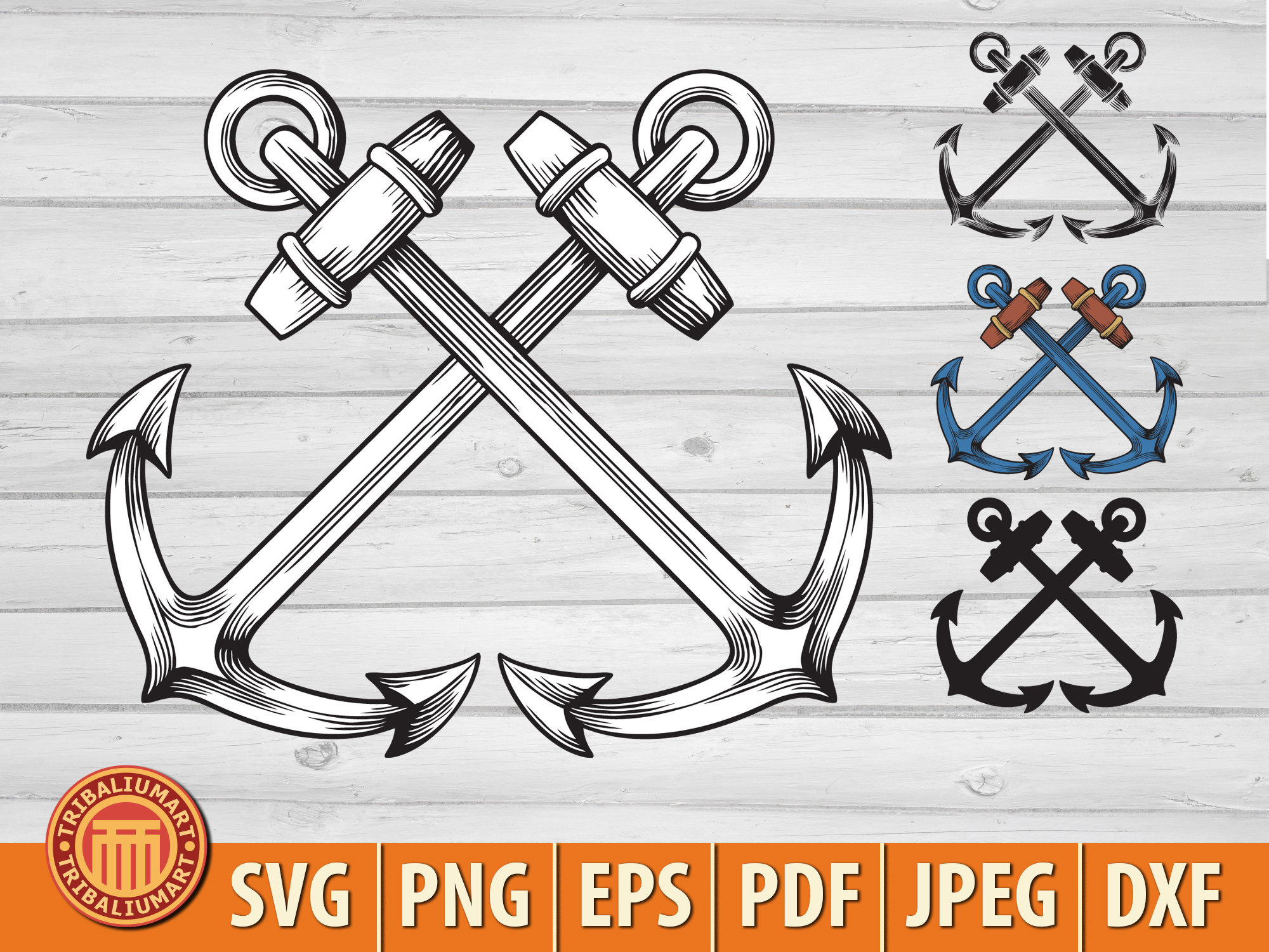 Crossed Anchors. Cut Files for Cricut. Clip Art Silhouettes (eps, Svg ...