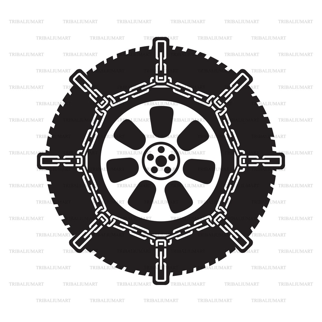 Winter Tyre With Snow Chains (wheel, Car Tire). Cut Files for Cricut ...