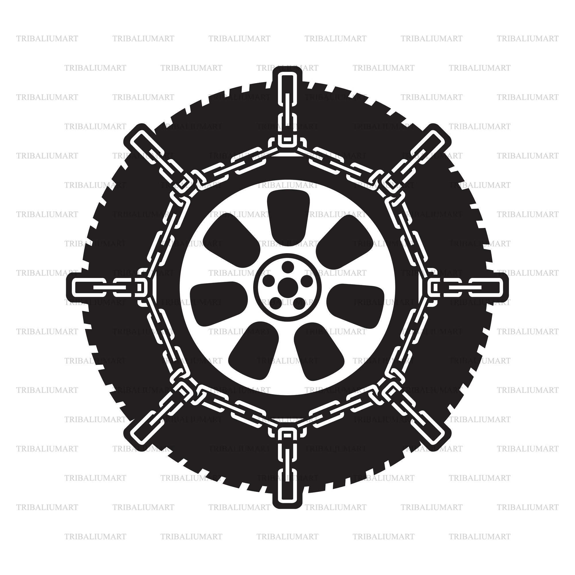 Winter Tyre With Snow Chains (wheel, Car Tire). Cut Files for Cricut ...