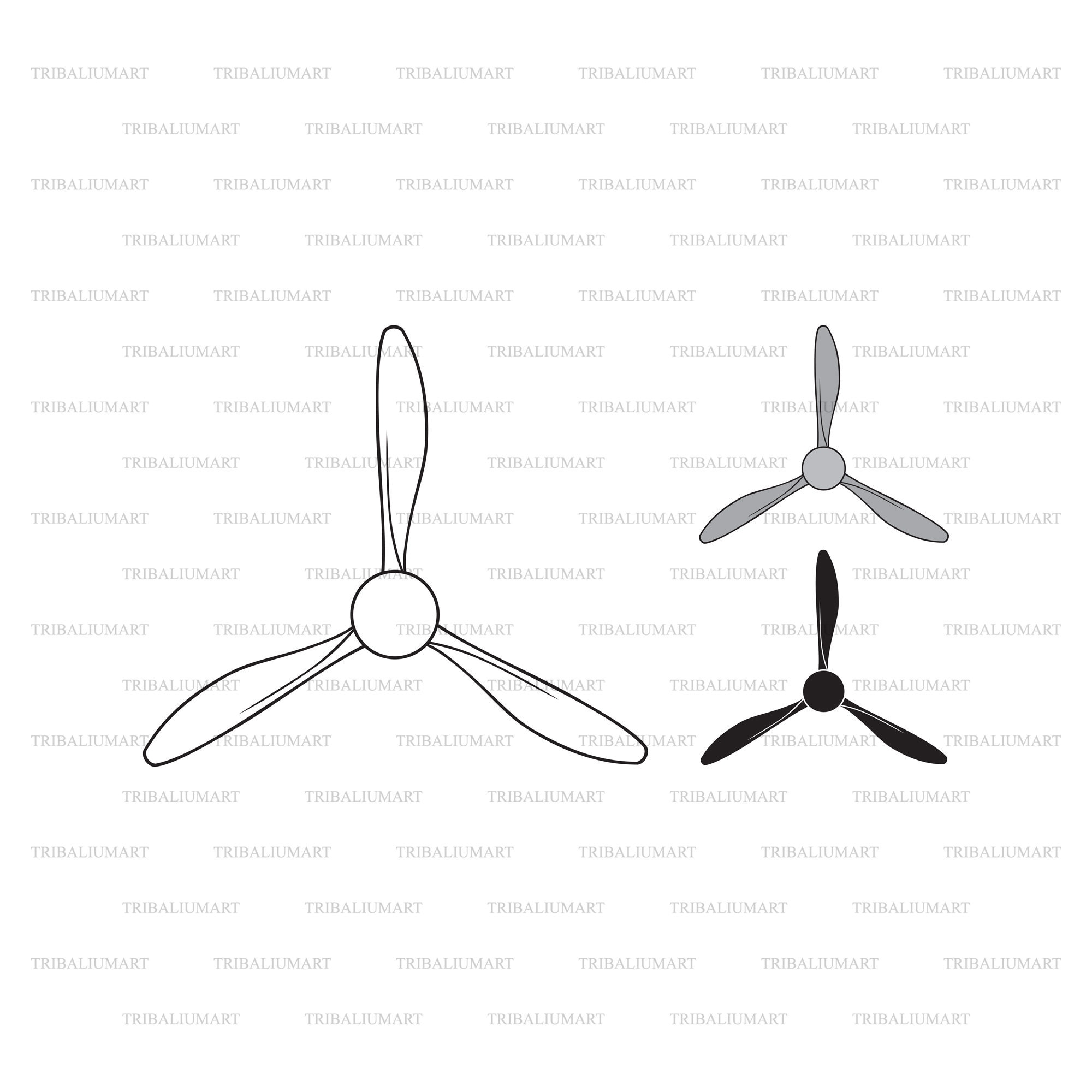Airplane Propeller. Cut Files for Cricut. Clip Art Silhouettes (eps ...