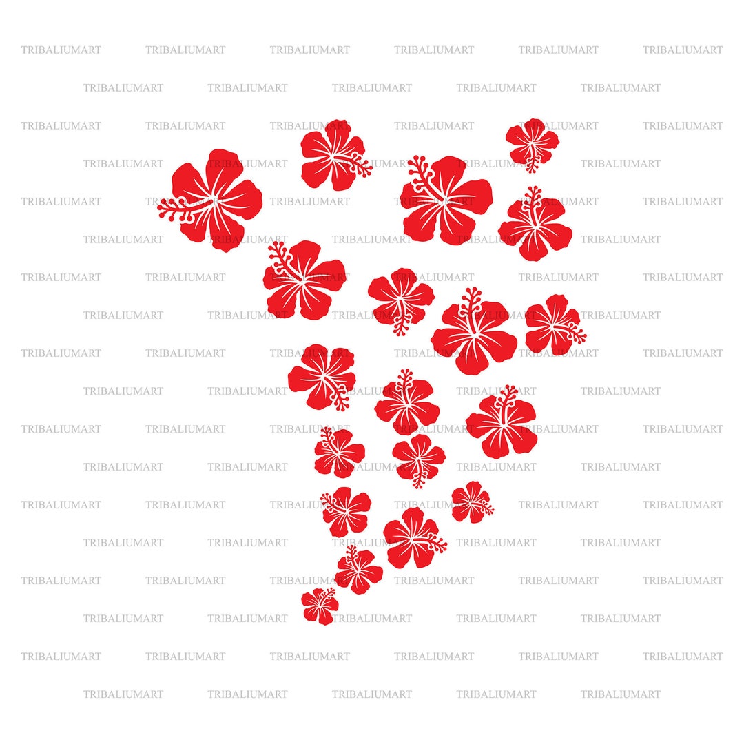 Hibiscus Flowers. Cut Files for Cricut, Clip Art Silhouette (eps, Svg ...