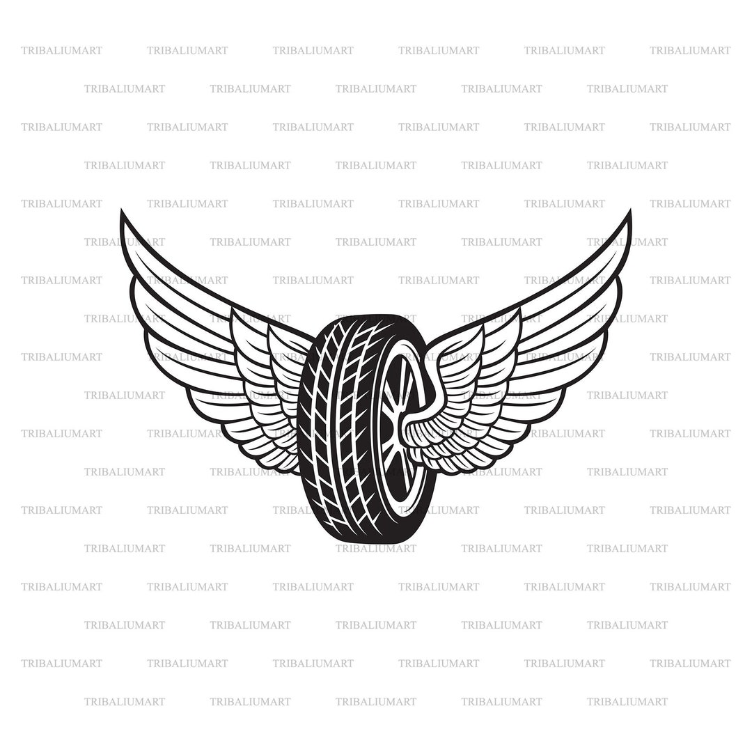 Wheel With Wings. Cut Files for Cricut. Clip Art Silhouette (eps, Svg ...