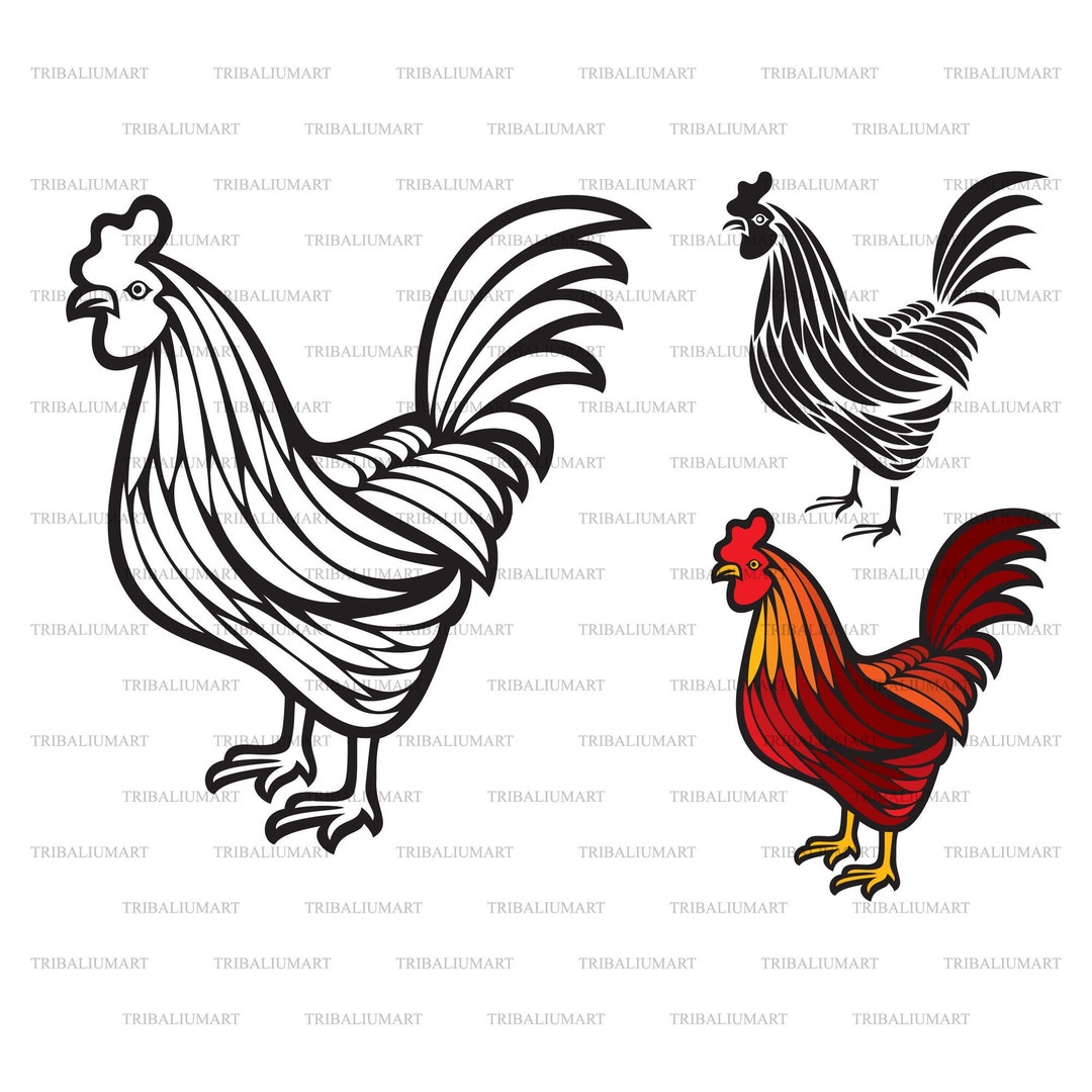 Rooster. Cut Files for Cricut. Clip Art Silhouettes (eps, Svg, Pdf, Png ...
