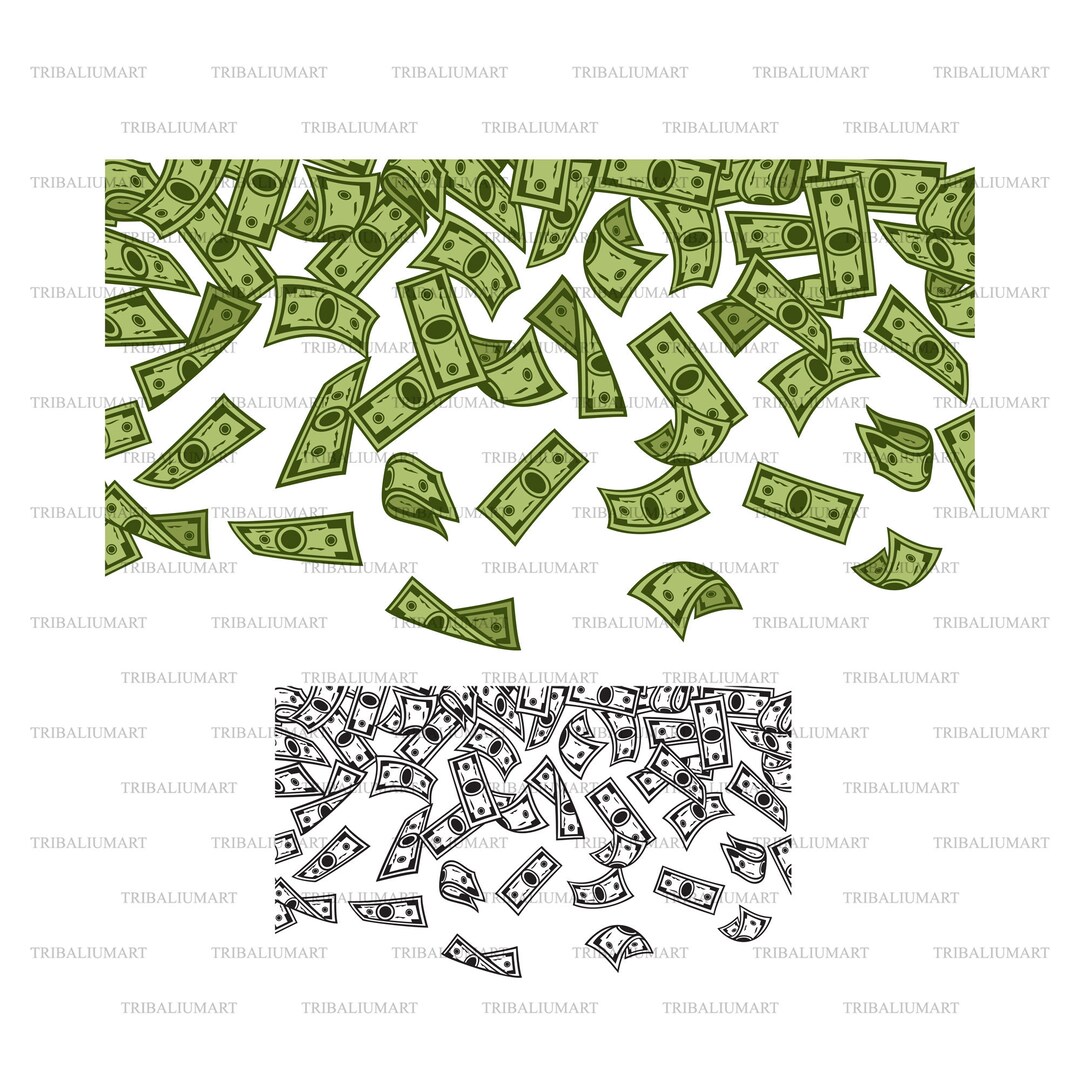 Banknotes Rain Illustration (money Falling). Eps, Svg, Pdf, Png, Dxf ...