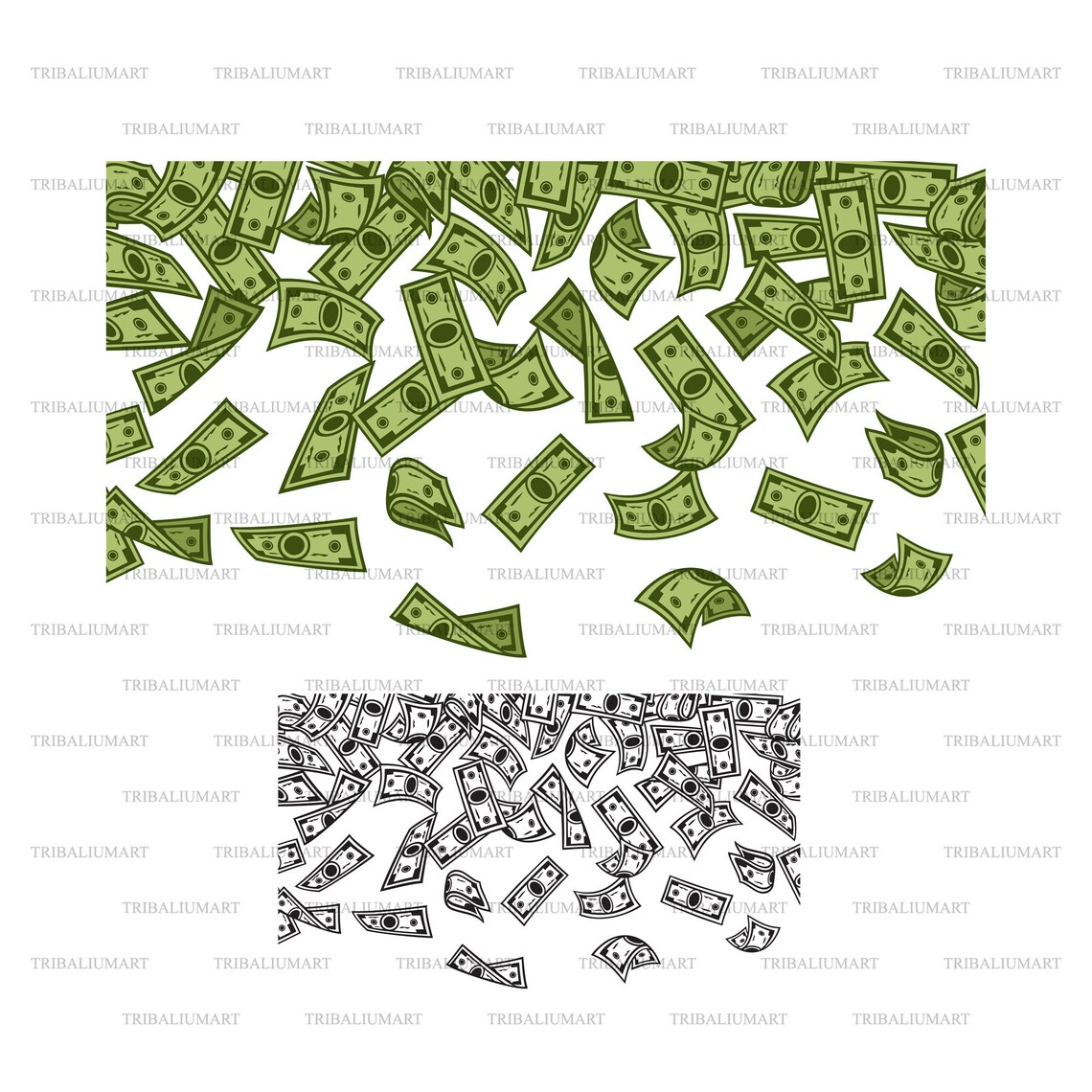 Banknotes Rain Illustration (money Falling). Eps, Svg, Pdf, Png, Dxf ...
