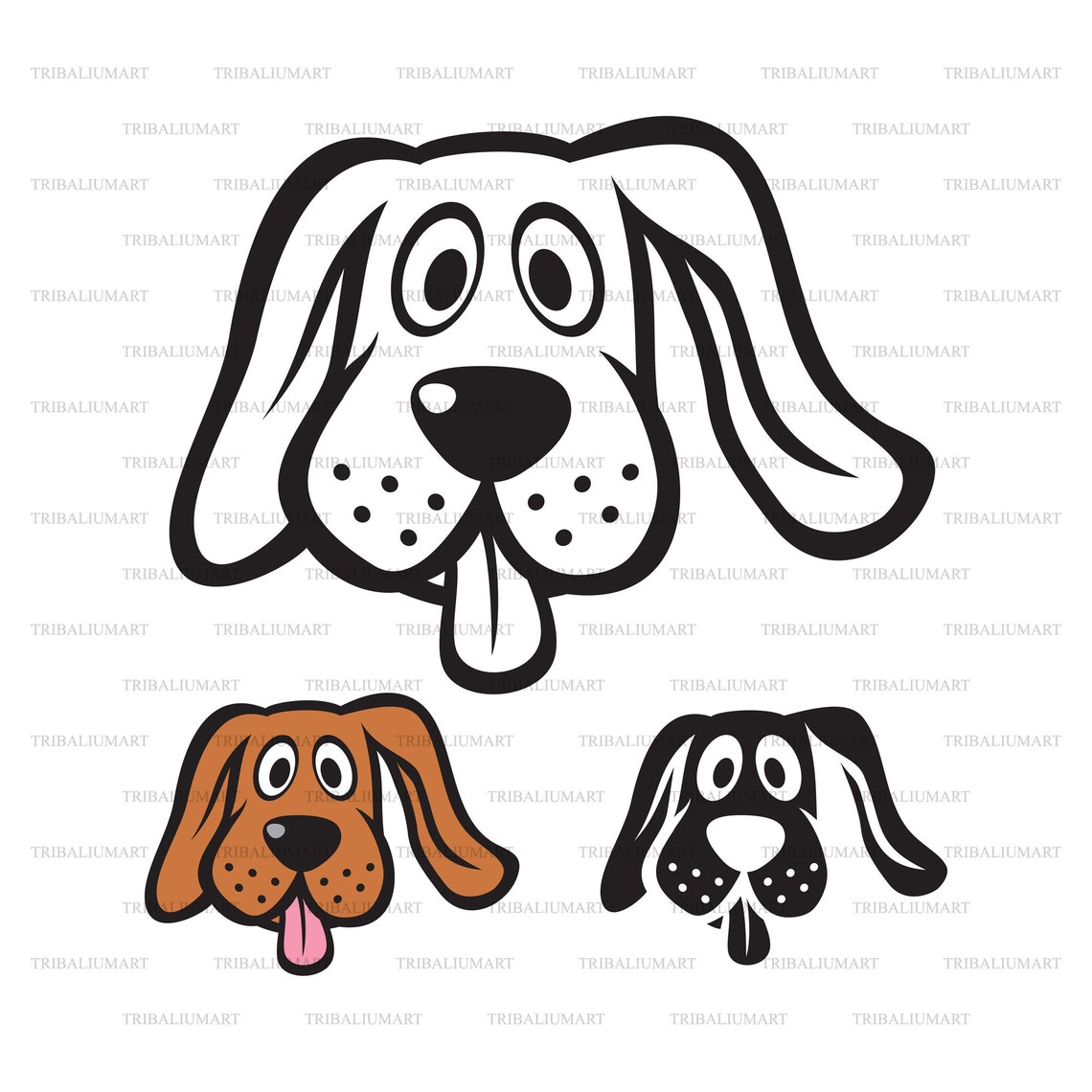 Dog face. Cut files for Cricut. Clip Art silhouettes eps | Etsy