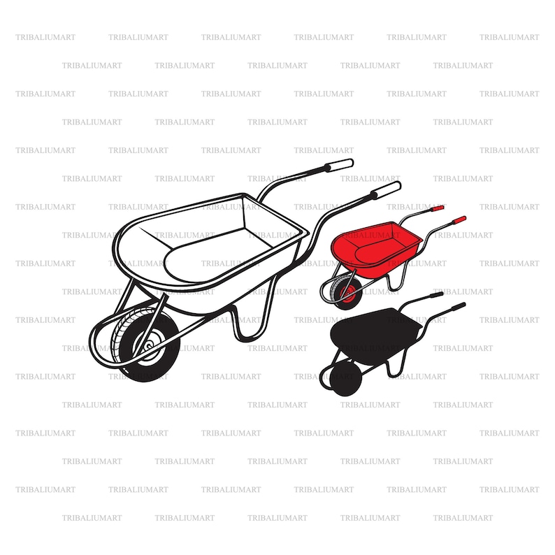 Garden Metal Wheelbarrow. Cut Files for Cricut. Clip Art Silhouette ...