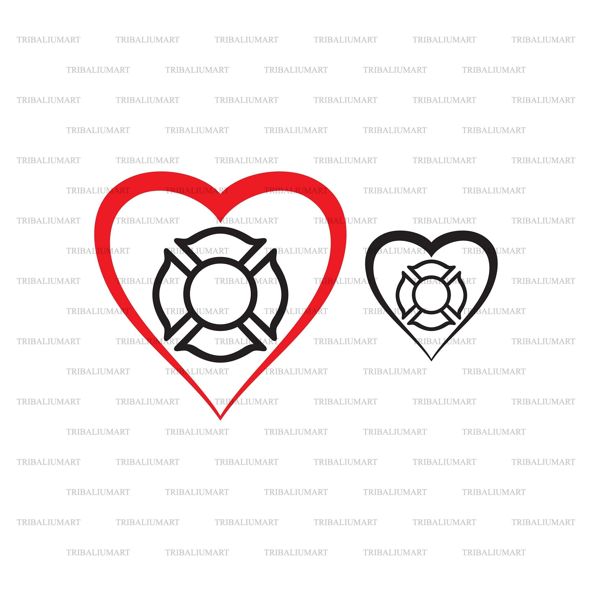 Firefighters Heart. Cut Files for Cricut, Clip Art Silhouettes (eps ...