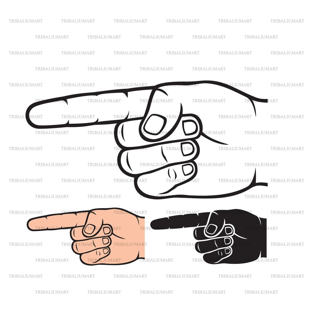 Hand or Finger Pointing. Cut Files for Cricut. Clip Art Silhouette (eps ...