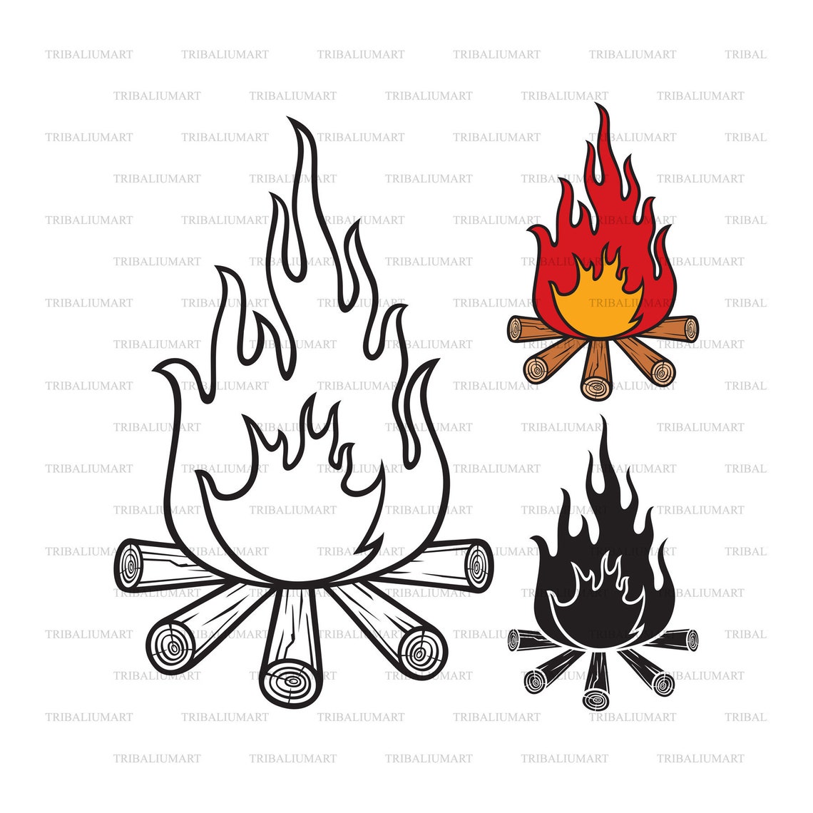 Campfire. Cut Files for Cricut. Clip Art Silhouettes eps - Etsy
