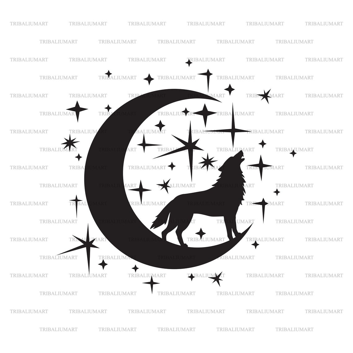 Wolf Howling Moon and Stars. Cut Files for Cricut. Clip Art - Etsy