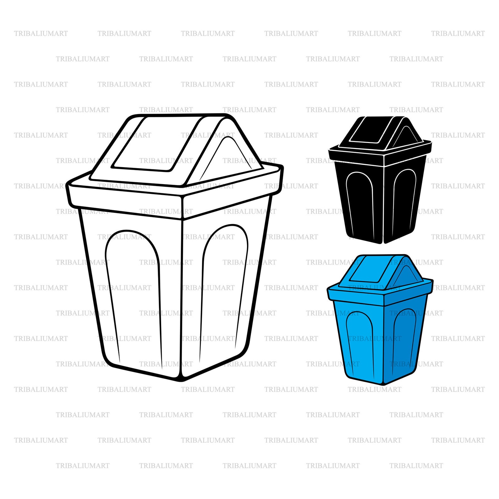 Trash Can (recycle Bin). Cut Files for Cricut. Clip Art Silhouettes ...