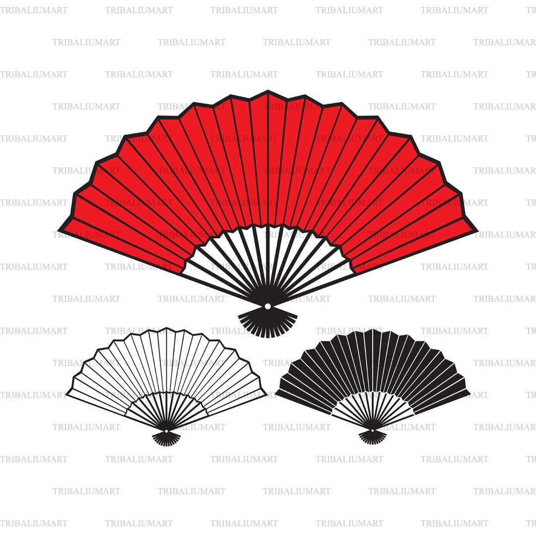 Oriental Fan. Cut Files for Cricut. Clip Art Silhouettes (eps, Svg, Pdf ...