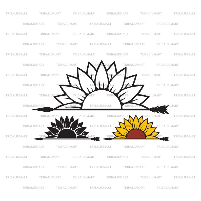 Sunflower and Arrow. Cut Files for Cricut. Clip Art Silhouette (eps ...