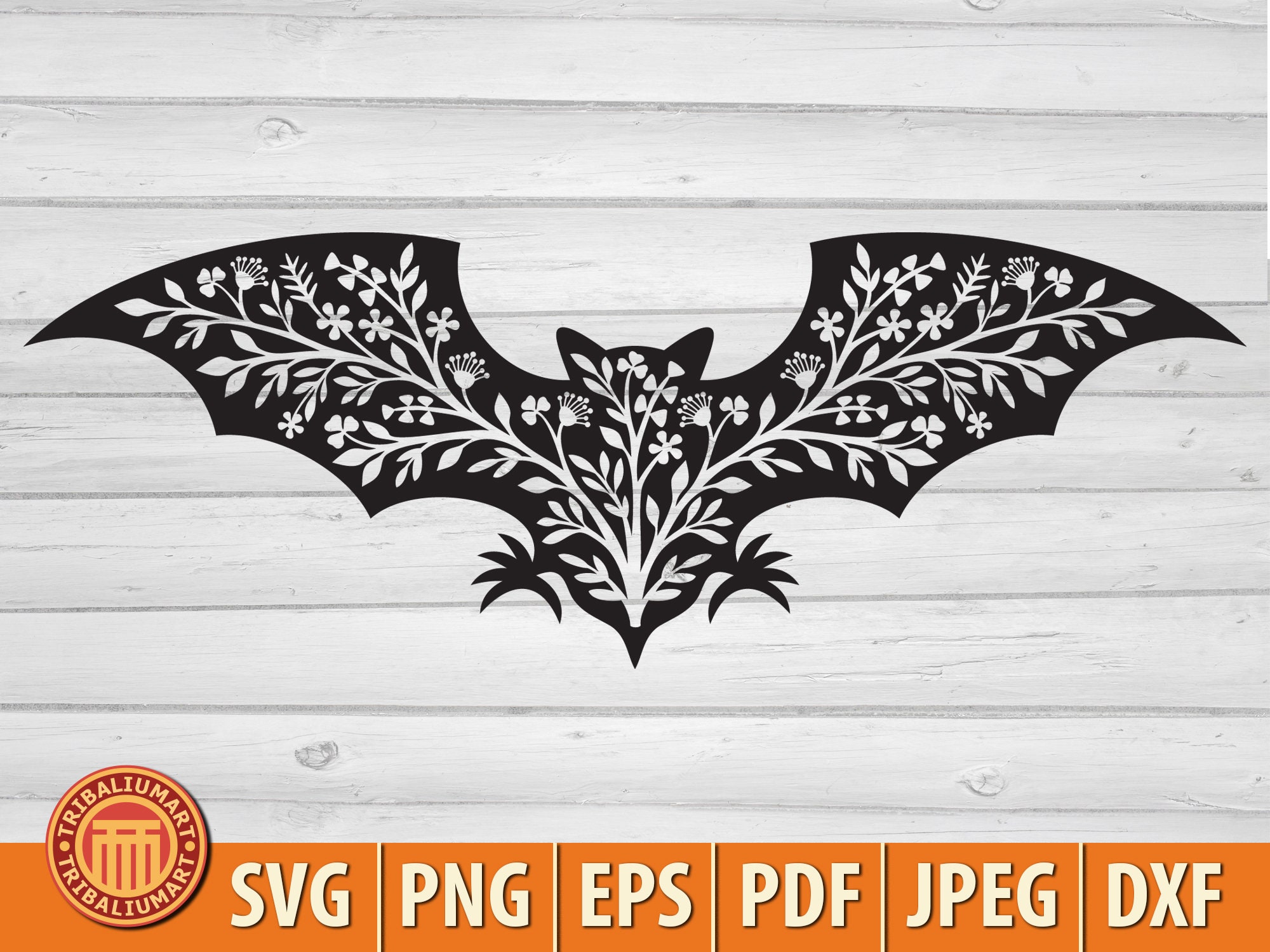 Floral Bat. Cut Files for Cricut. Clip Art Silhouette eps - Etsy
