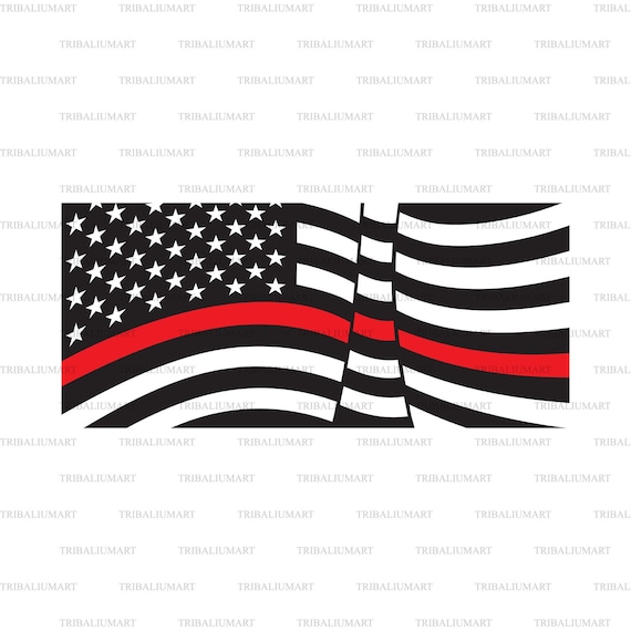 United States of America Thin Red Line firefighter Flag. Cut | Etsy