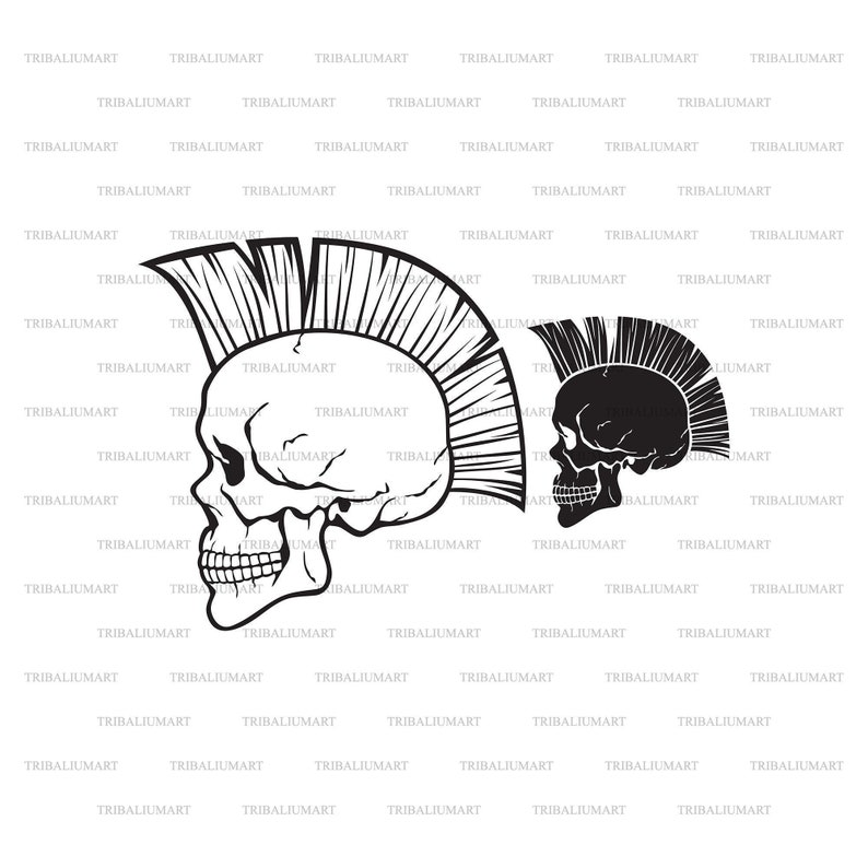 Mohawk Skull. Cut Files for Cricut. Clip Art eps Svg Pdf | Etsy