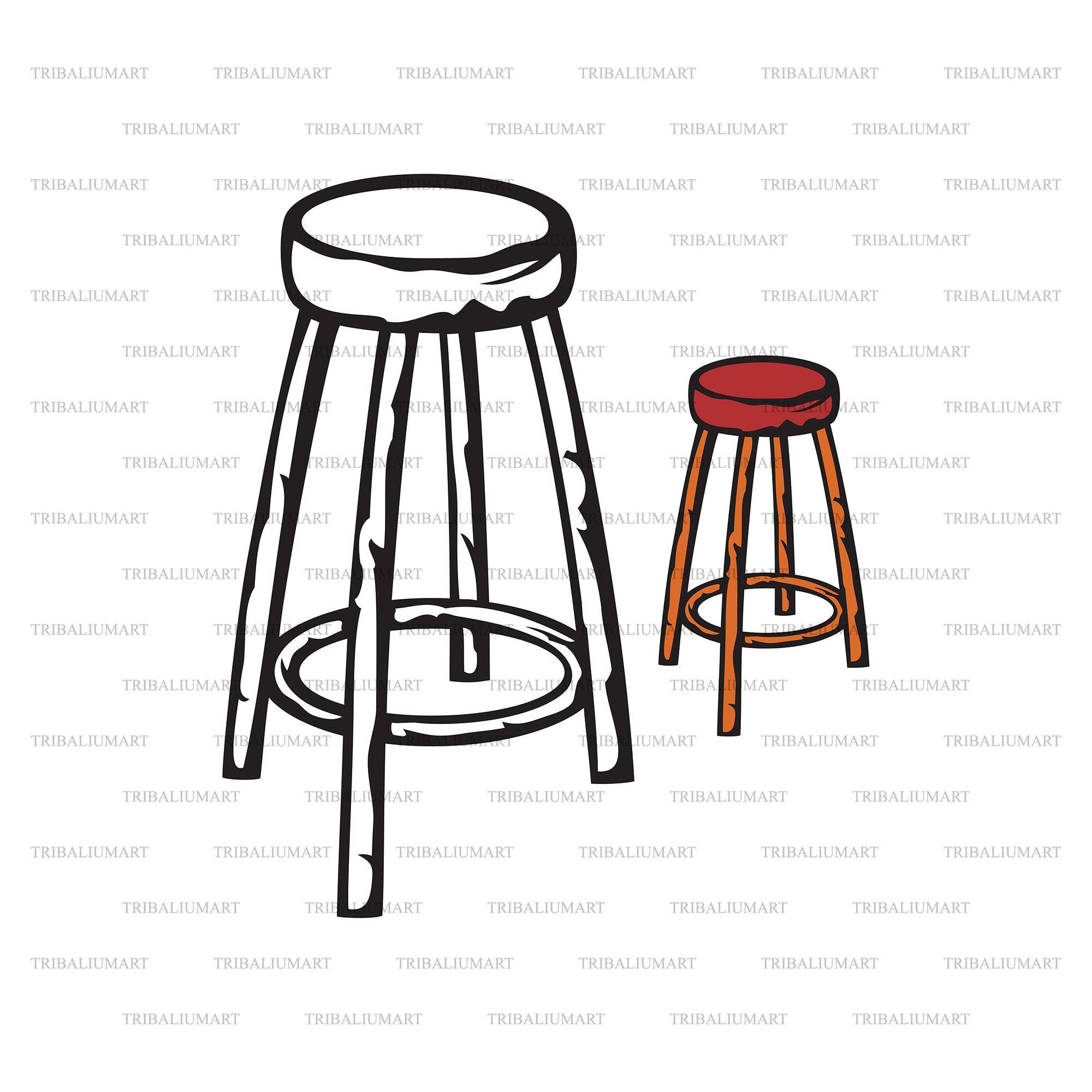 Wood stool. Cut files for Cricut. Clip Art silhouette eps | Etsy