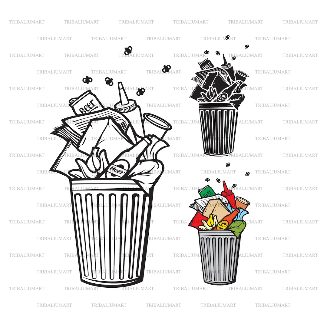 Full Rubbish Bin (trash Can). Cut Files for Cricut. Clip Art ...
