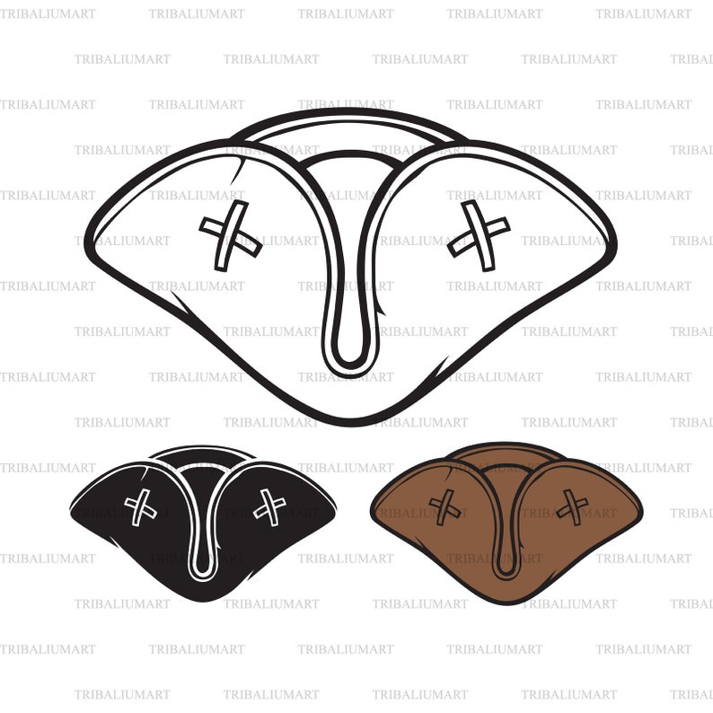 Pirate Triangle Hat tricorne or Tricorn Cap. Cut Files for - Etsy