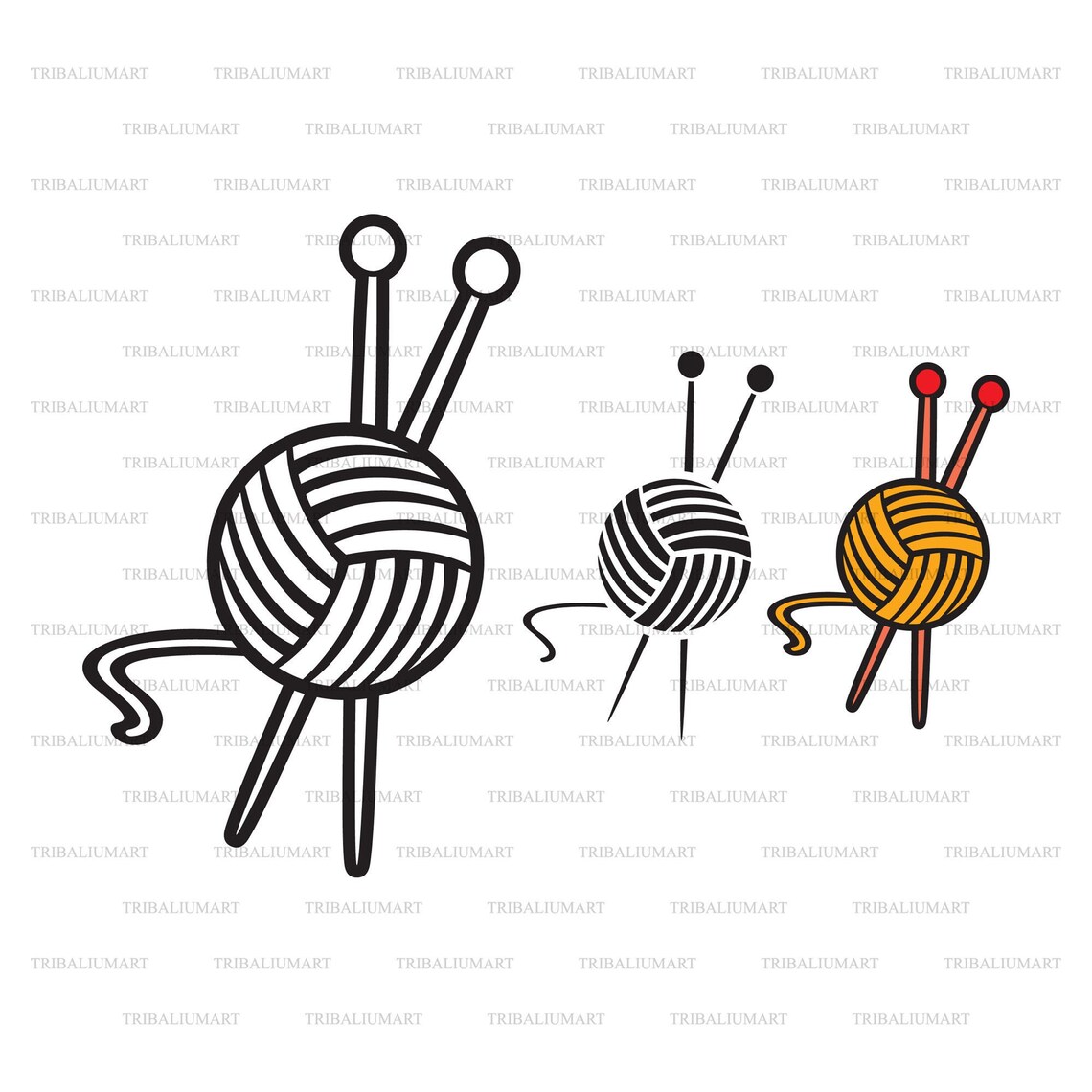Yarn Ball and Knitting Needles. Cut Files for Cricut. Clip Art - Etsy