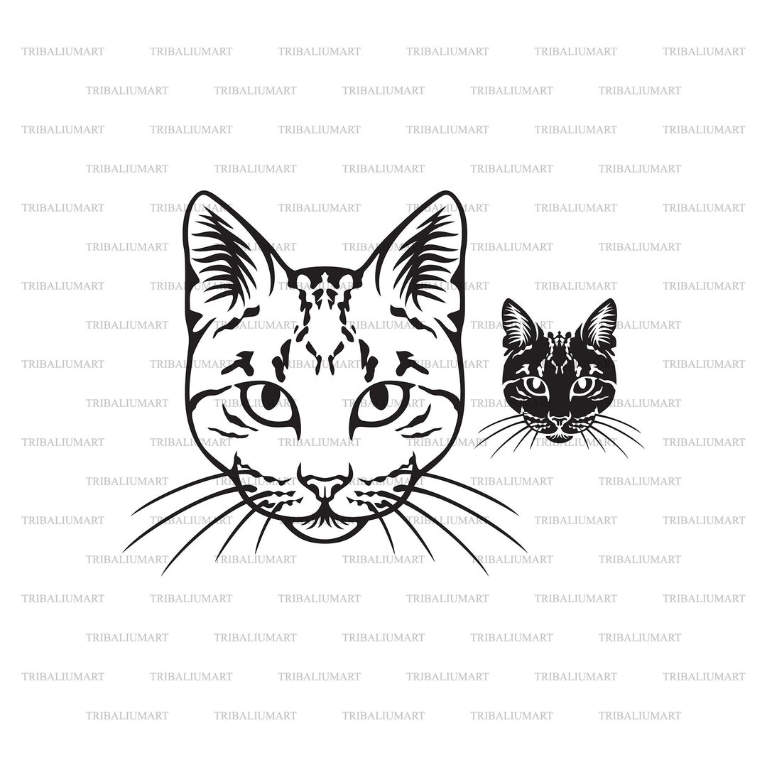 Cat Face. Cut Files for Cricut. Clip Art Silhouette (eps, Svg, Pdf, Png ...