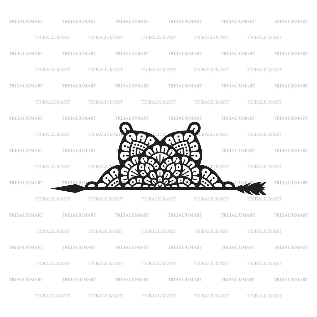 Half Mandala and Arrow. Cut Files for Cricut. Clip Art Silhouette (eps ...
