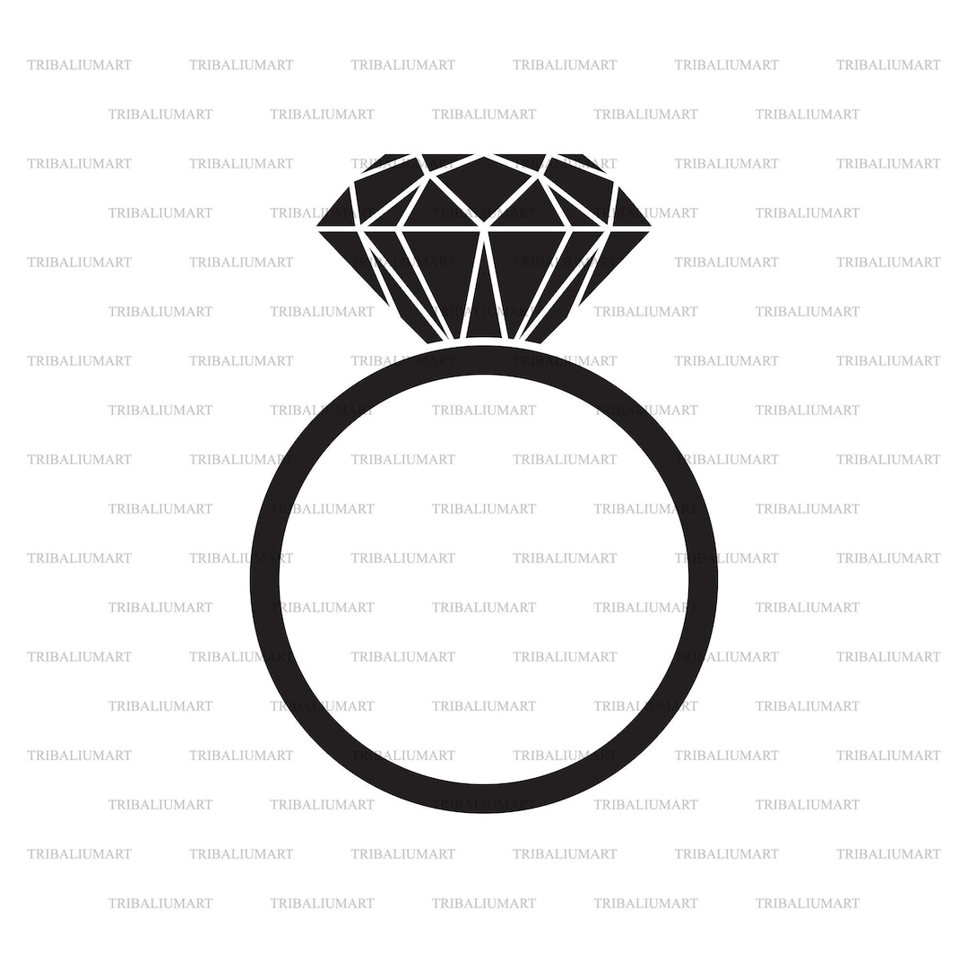 Diamond Ring. Cut Files for Cricut. Clip Art Silhouette (eps, Svg, Pdf ...