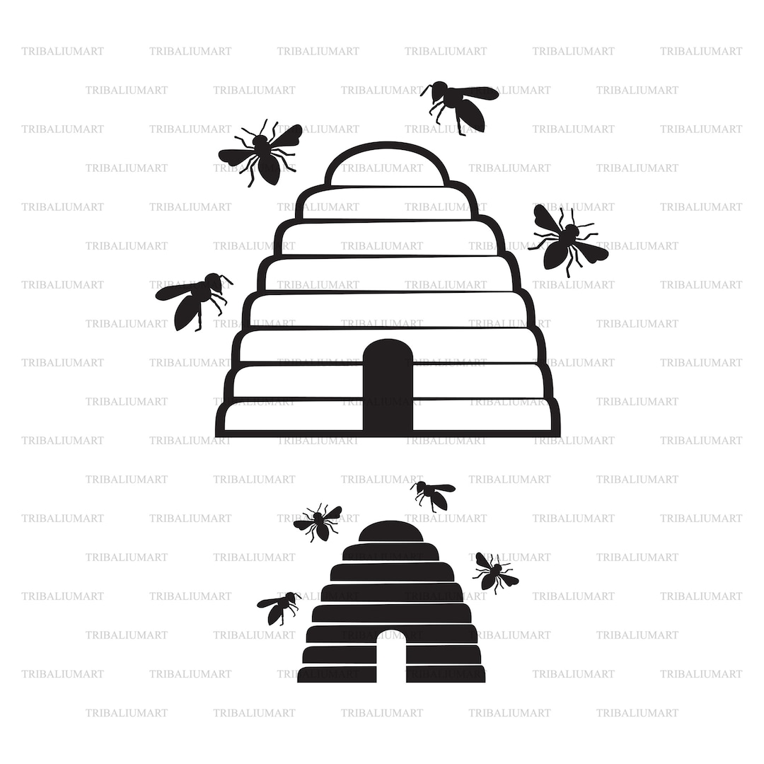 Bee and Beehive. Honey Design. Cut Files for Cricut, Clip Art ...