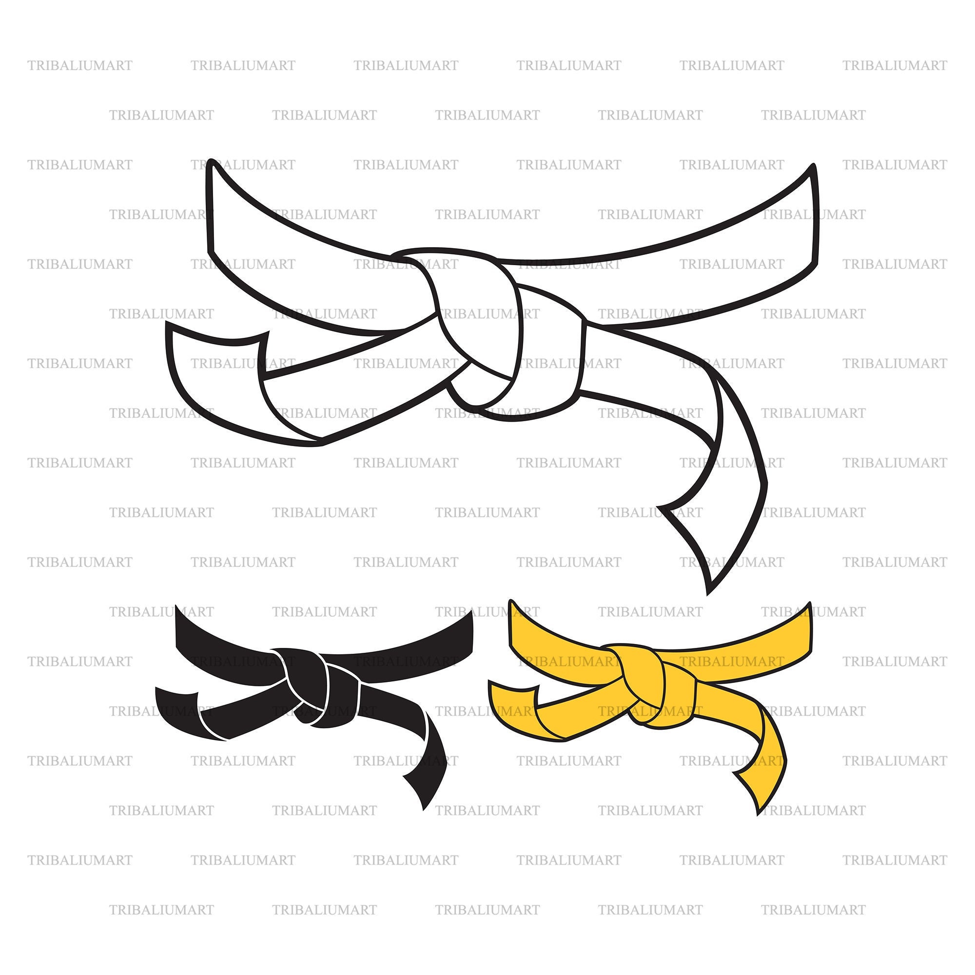 Martial Arts Belt. Cut Files for Cricut. Clip Art (eps, Svg, Pdf, Png ...