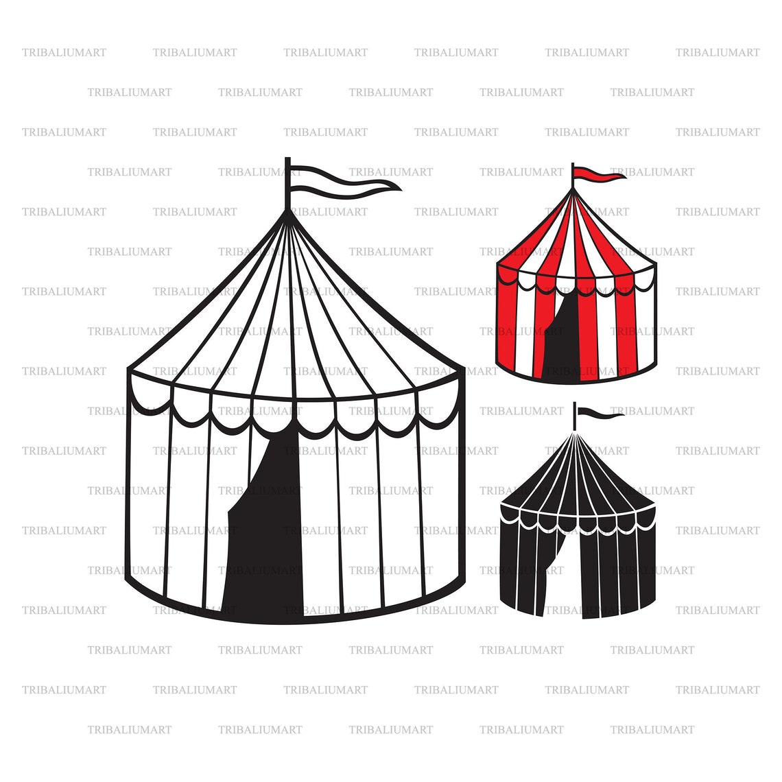 Circus Tent. Cut Files for Cricut. Clip Art Silhouette (eps, Svg, Pdf ...