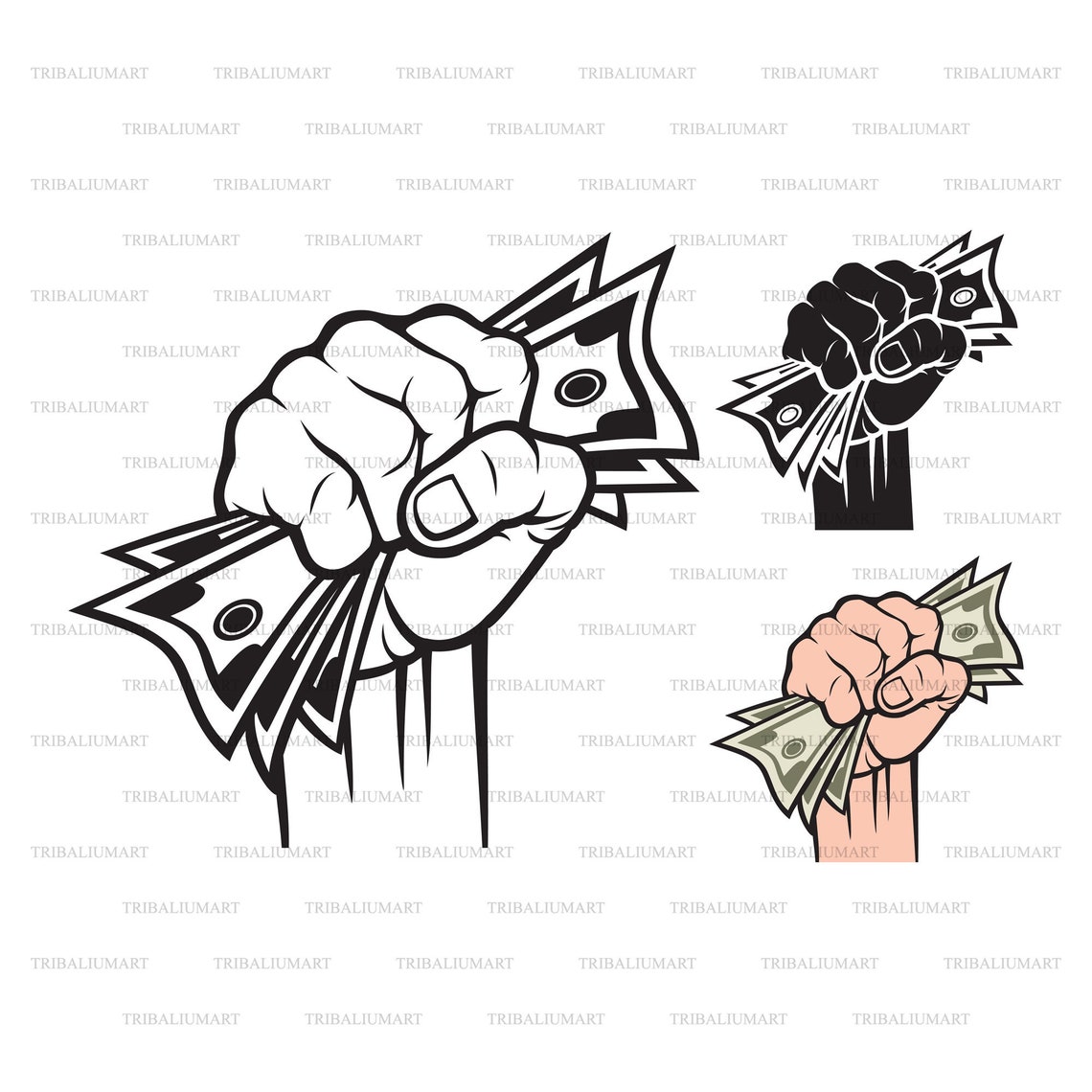 Money in the Hand. Cut Files for Cricut. Clip Art Silhouettes (eps, Svg ...