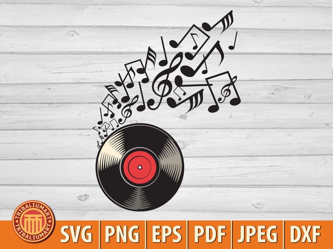 Vinyl Record and Music Notes. Cut Files for Cricut. Clip Art Silhouette ...