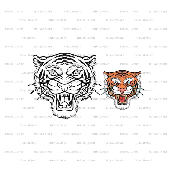 Traditional Tiger Head. Old School Tattoo Design. Asian Wild - Etsy