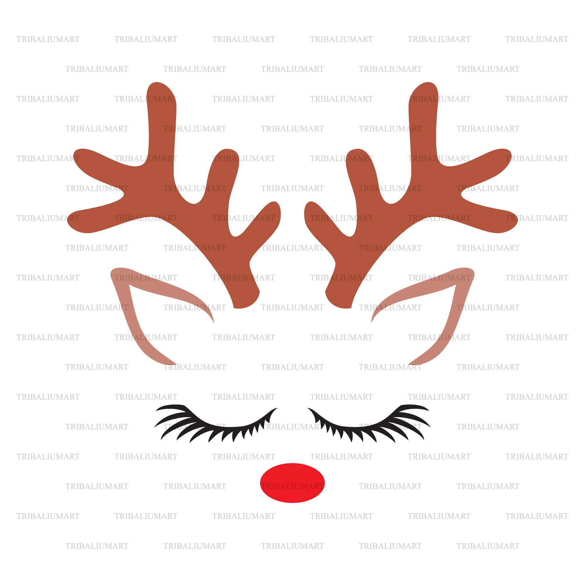 Cute Reindeer Christmas design. Cut files for Cricut. Clip | Etsy
