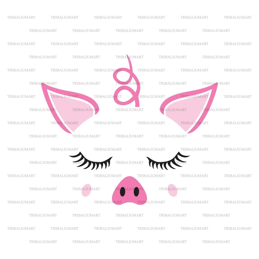 Cute Pig Face. Cut Files for Cricut. Clip Art Silhouettes (eps, Svg ...