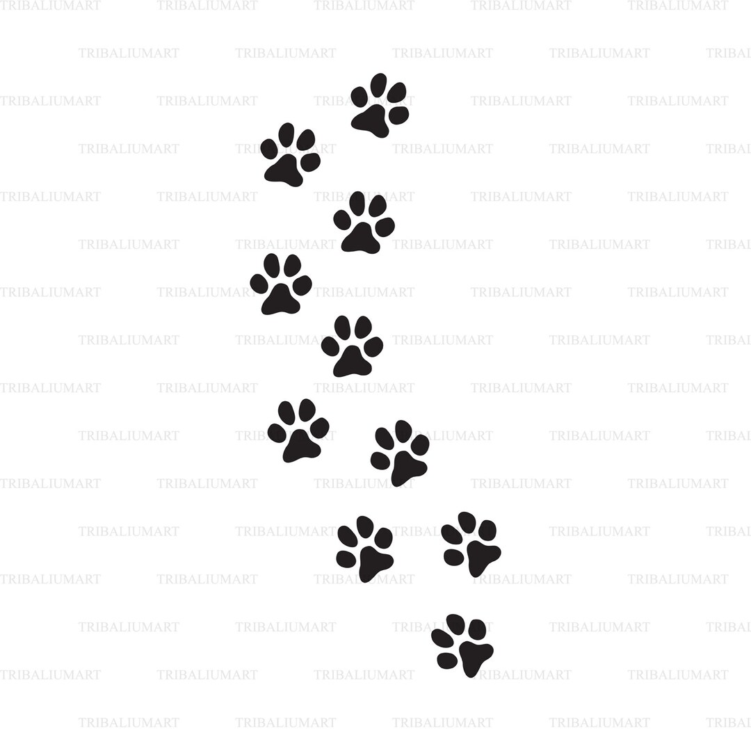 Dog Paw Tracks. Cut Files for Cricut. Clip Art Silhouettes (eps, Svg ...