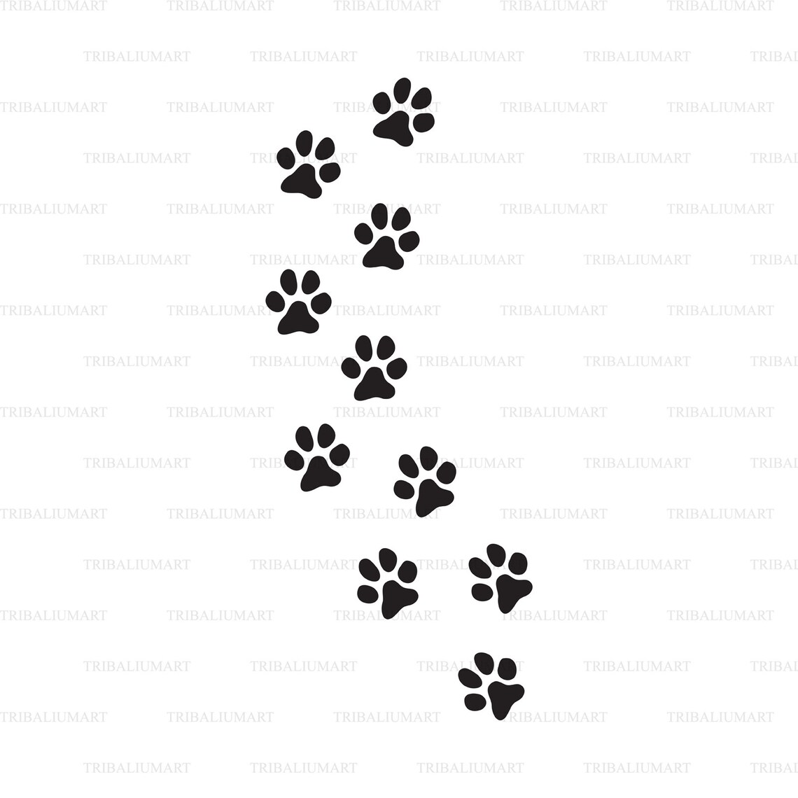 Dog Paw Tracks. Cut Files for Cricut. Clip Art Silhouettes (eps, Svg ...