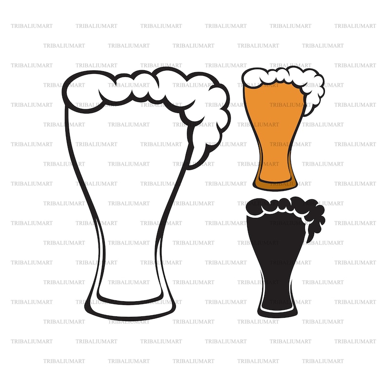 Beer Glass. Cut Files for Cricut. Clip Art Silhouettes (eps, Svg, Pdf ...