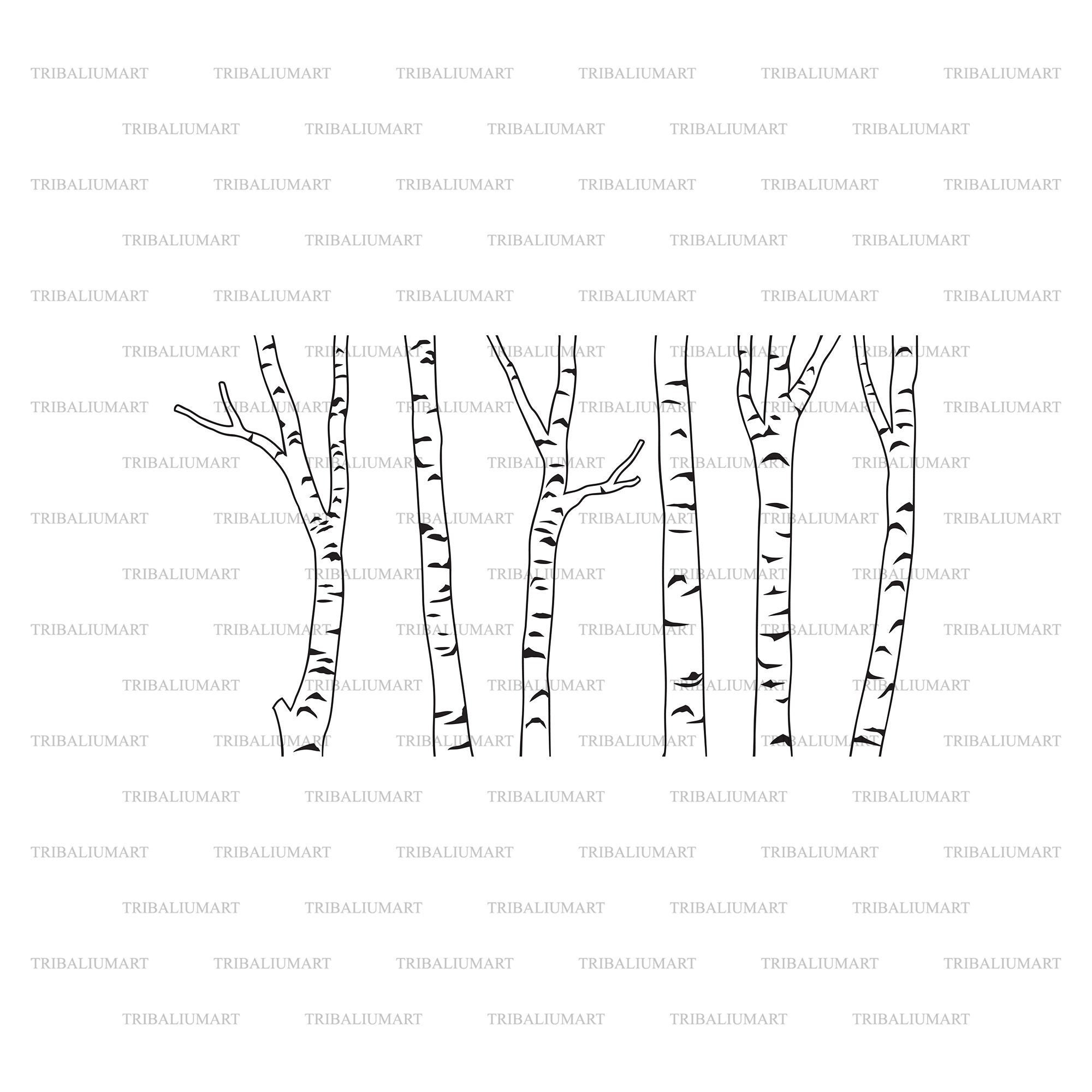 Birch Tree Forest. Cut Files for Cricut. Clip Art Silhouettes - Etsy