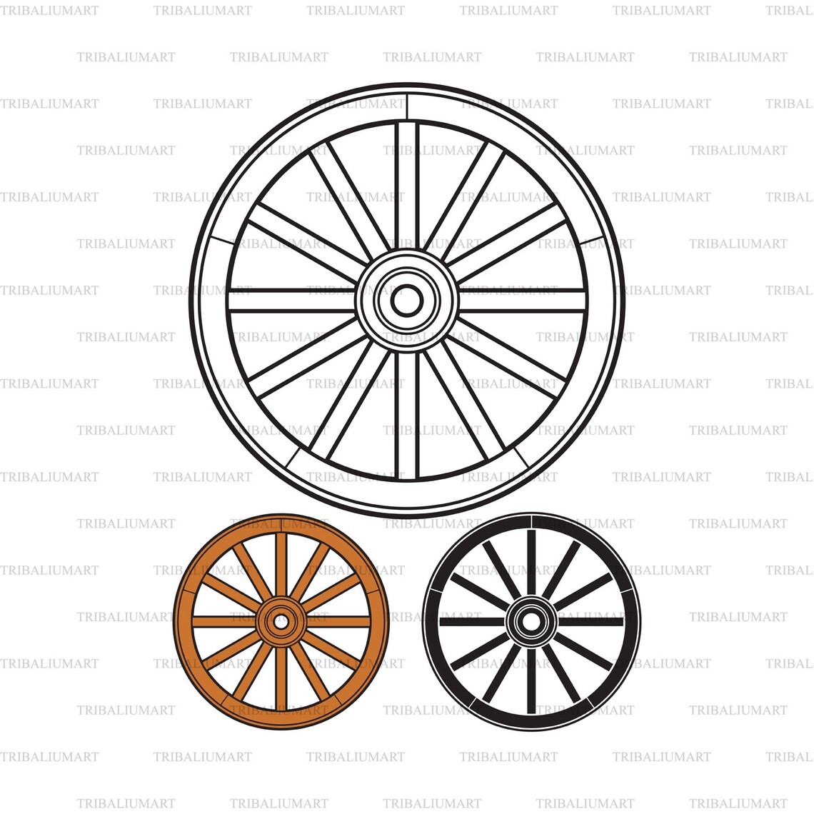 Old Wooden Wheel. Cut Files for Cricut. Clip Art Silhouettes (eps, Svg ...