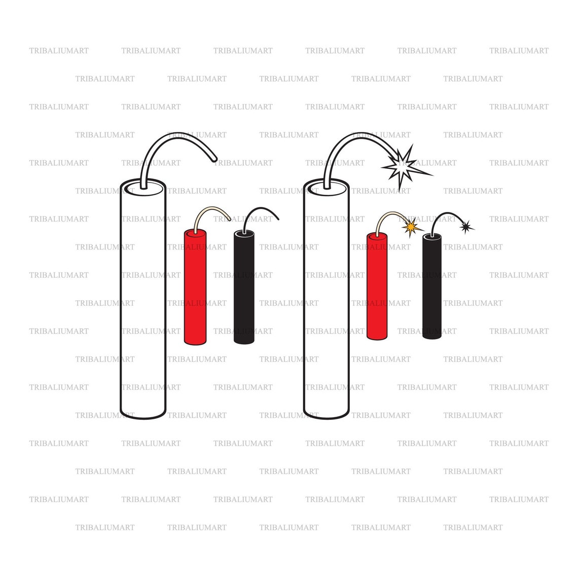 Dynamite Sticks. Cut Files for Cricut. Clip Art Silhouettes (eps, Svg ...