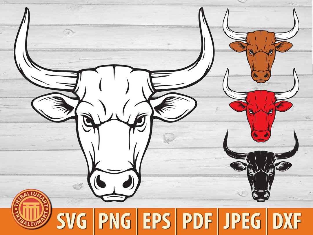 Bull Head. Cut Files for Cricut. Clip Art Silhouettes (eps, Svg, Pdf ...