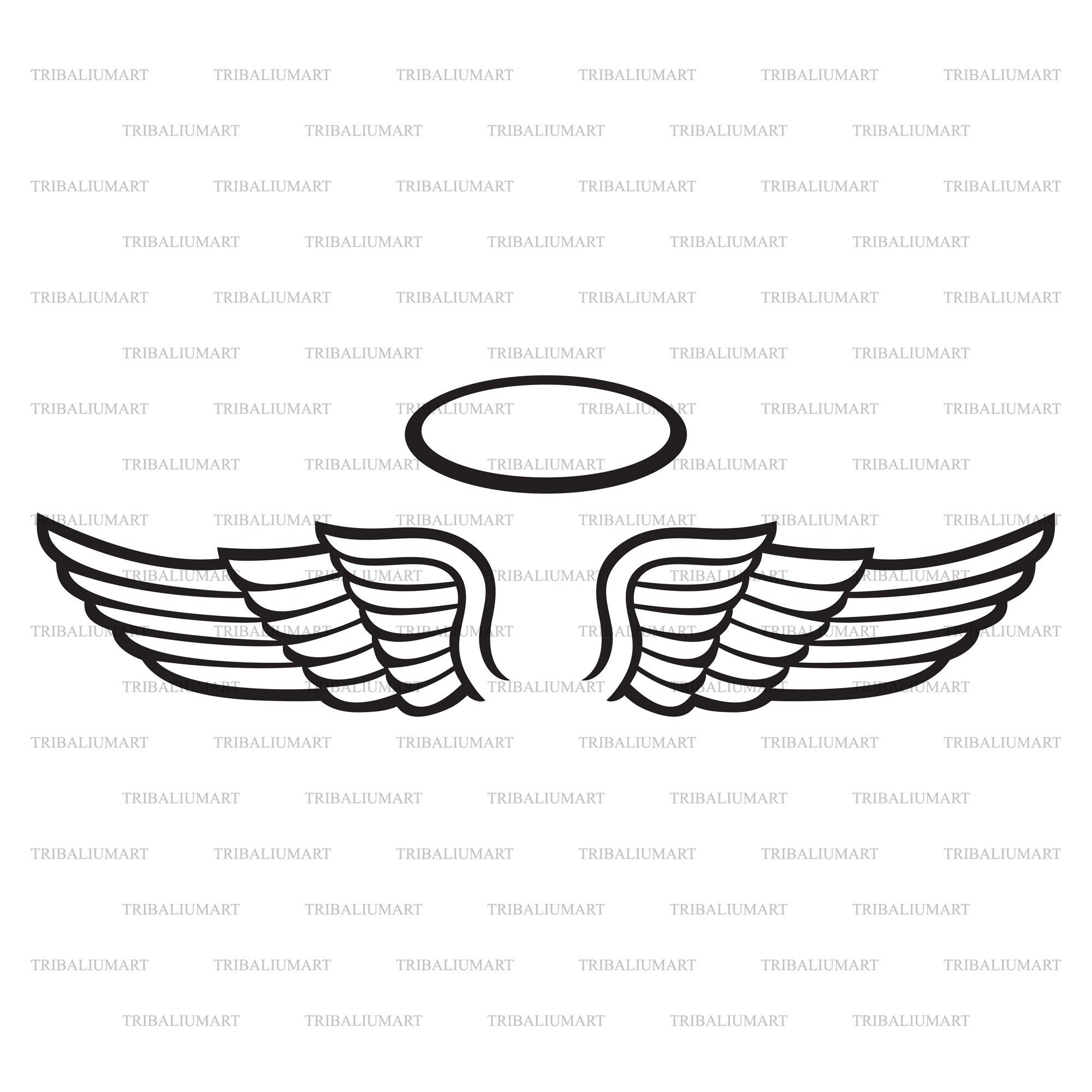 Alas de ángel y halo. Cortar archivos para Cricut. Silueta - Etsy España