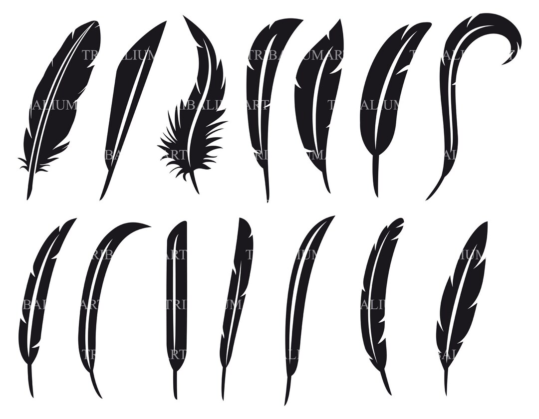Collection of Feathers. Cut Files for Cricut. Clip Art Silhouettes (eps ...