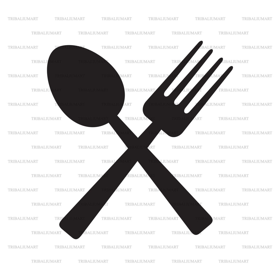 Crossed Fork and Spoon. Cut Files for Cricut. Clip Art Silhouettes (eps ...